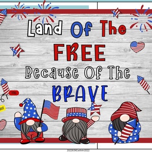 Memorial Day Gnomes Bulletin Boards Kit, Door Decoration, 4th of July ...