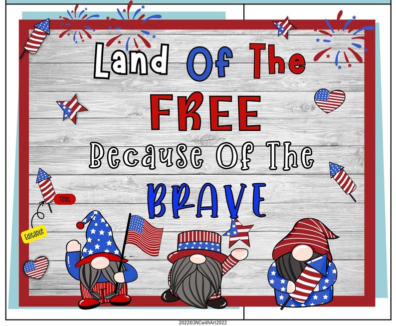 Memorial Day Gnomes Bulletin Boards Kit, Door Decoration, 4th of July ...
