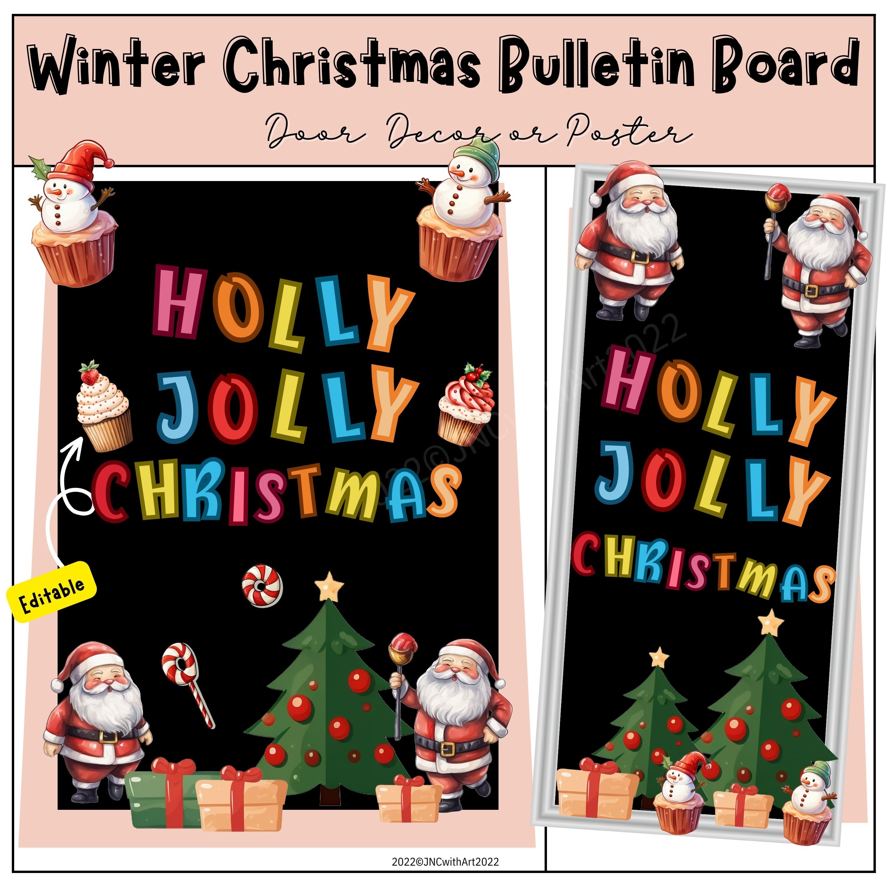 Christmas Bulletin Board Kit, Door Decor, December Bulletin Board Ideas ...