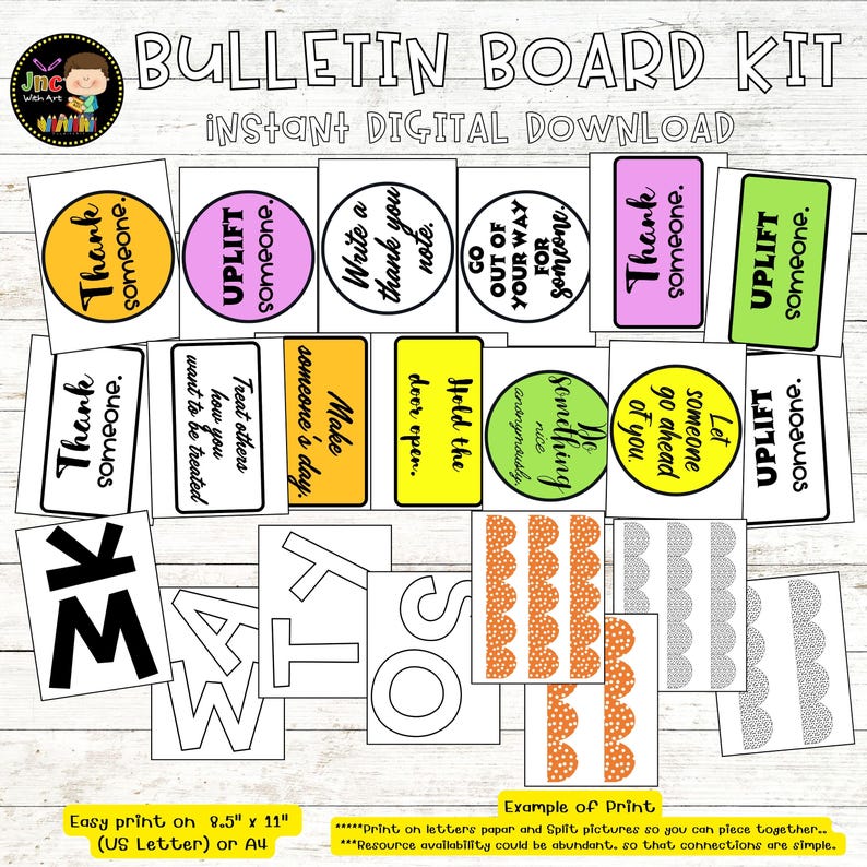 Kindness Bulletin Board Kit Posters Ways to Be Kind Classroom Decor ...