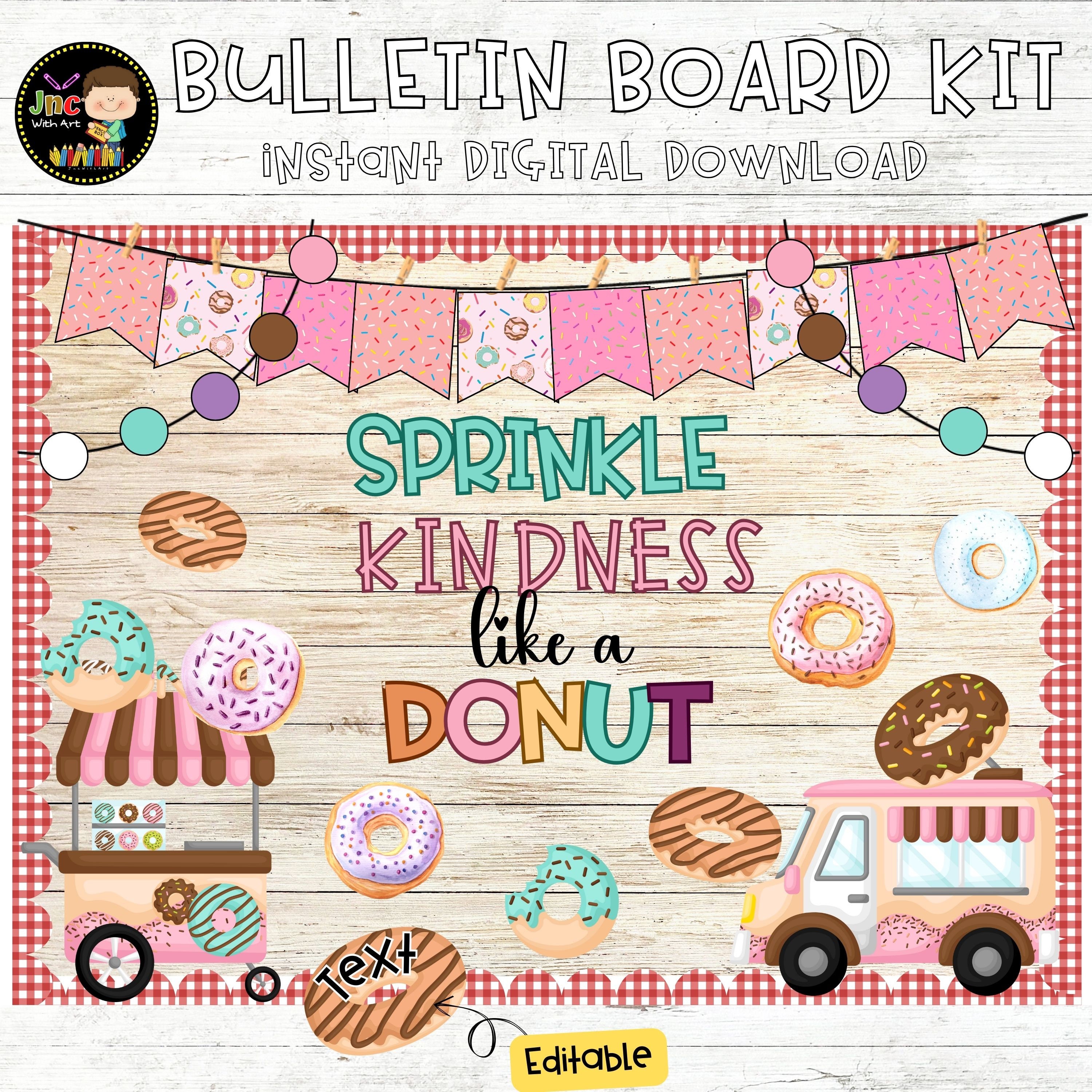 Sprinkle Kindness Donut Bulletin Board Door Decor Kit Printable August ...
