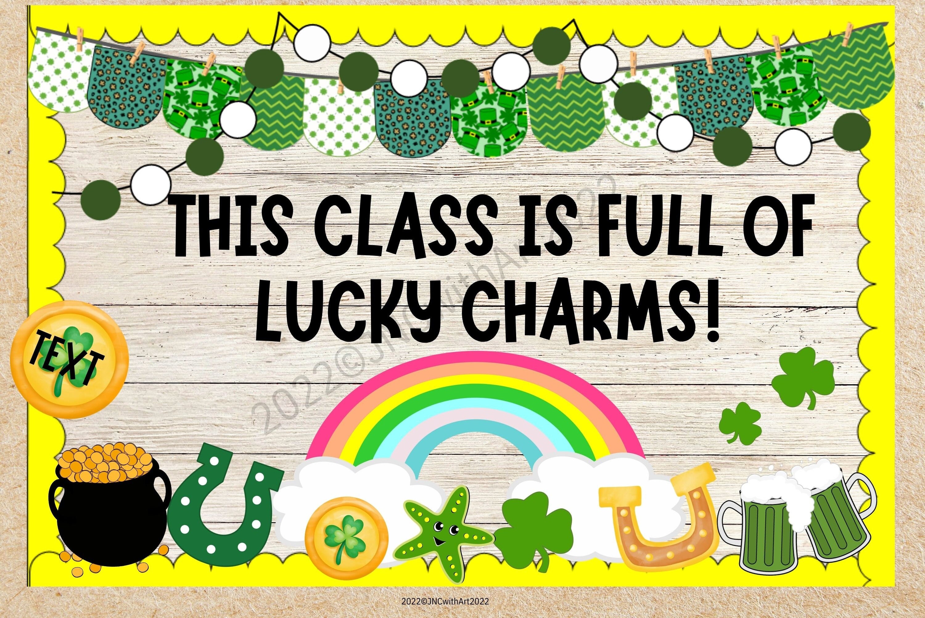 Lucky Charms,st. Patricks Day,march Bulletin Board Kit, Door Decor ...