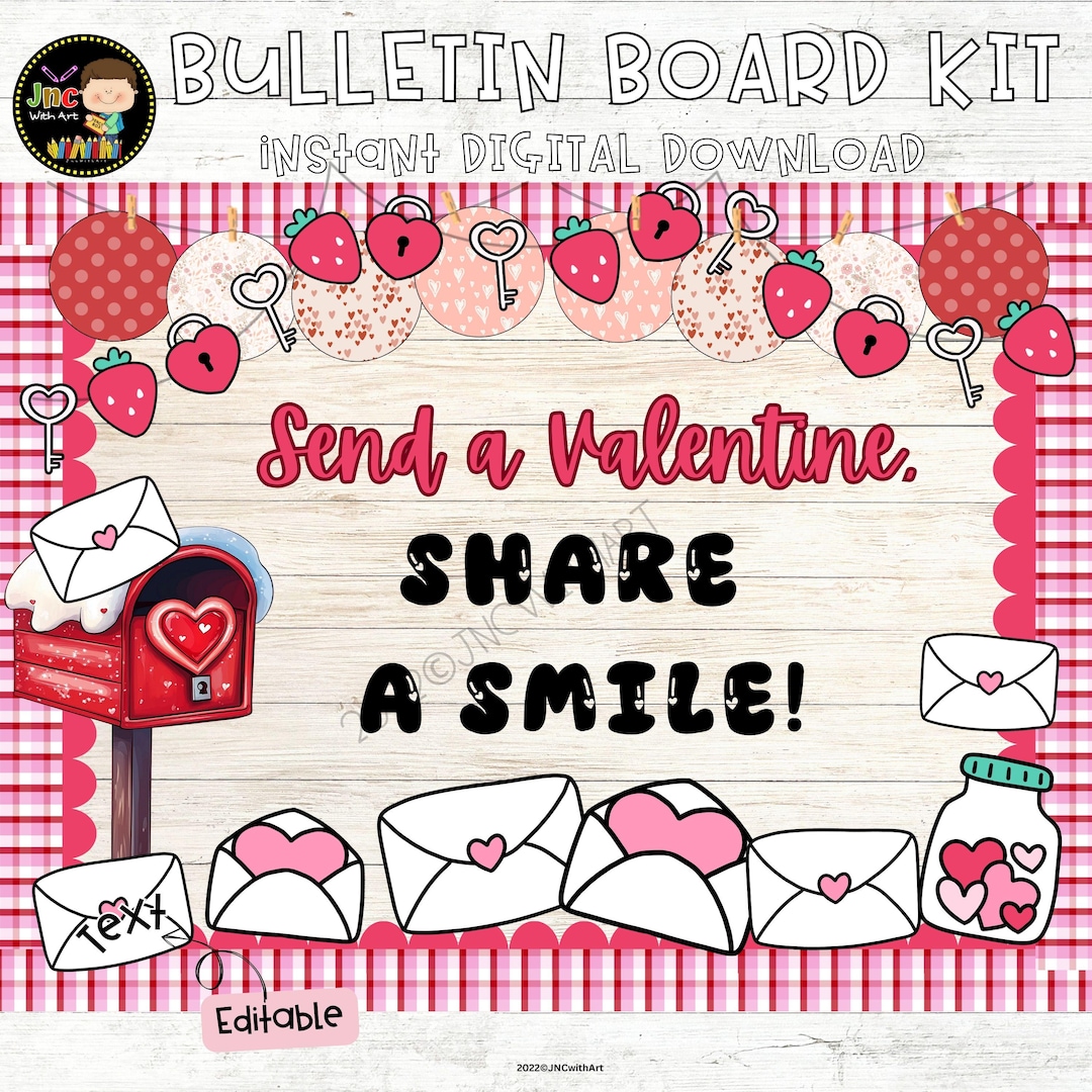 Valentine Day Bulletin Board Kit, Classroom Decor Holiday Seasonal ...