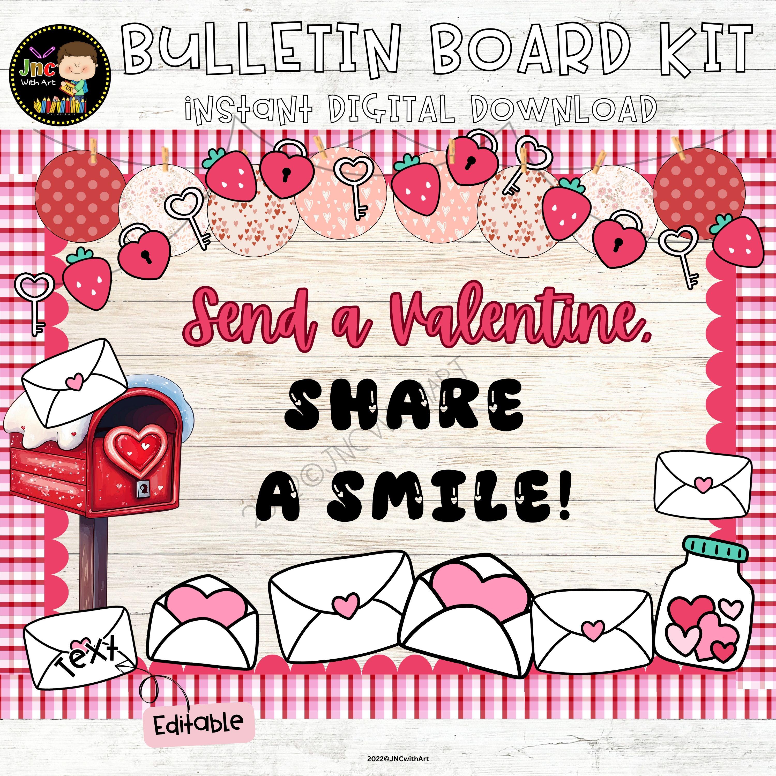 Valentine Day Bulletin Board Kit, Classroom Decor Holiday Seasonal ...