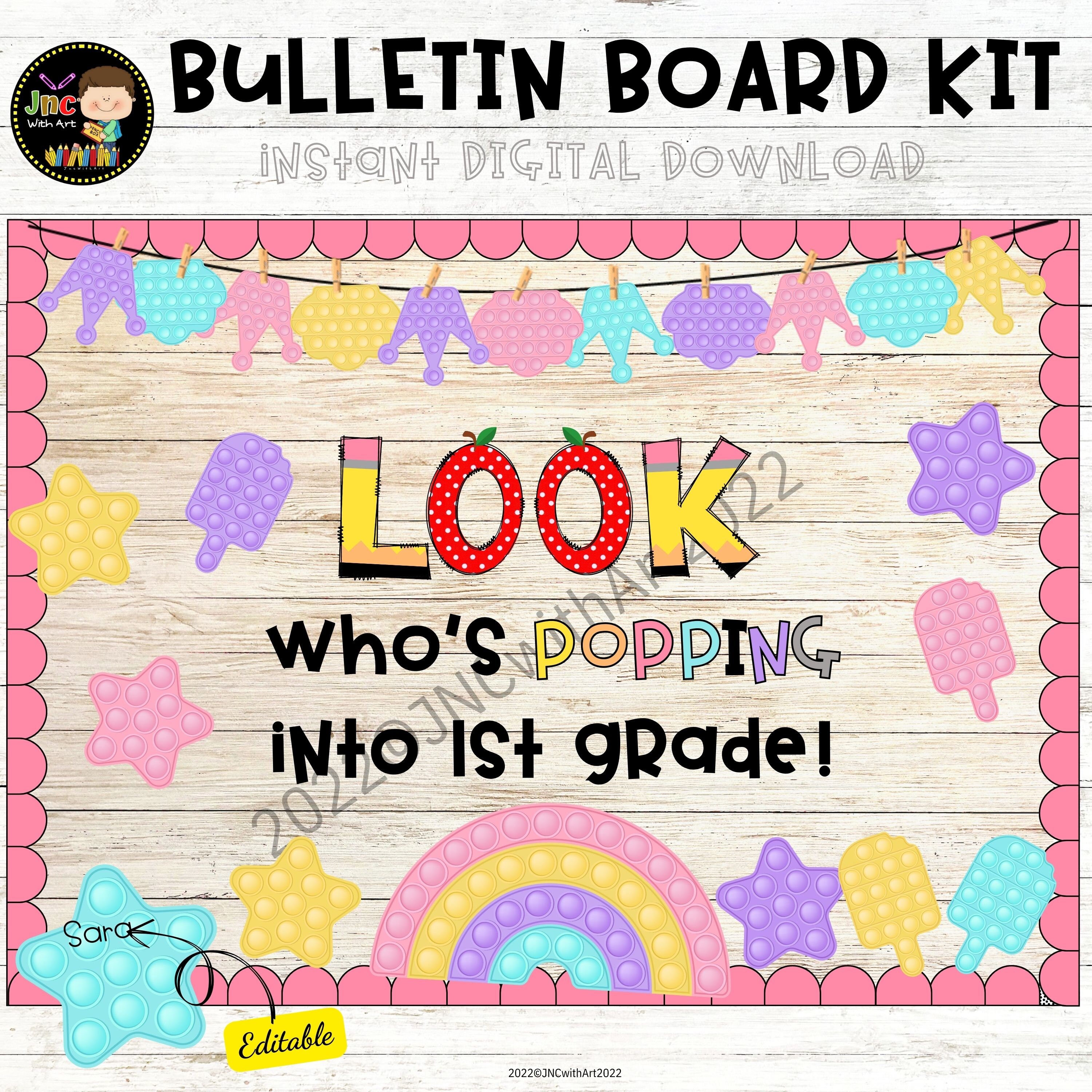 Back to School Bulletin Board Kit Pop It Themed Door Decor Editable - Etsy