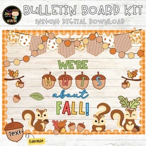 Fall Bulletin Board Kit We're Nuts About Fall Squirrel Door Decoration ...