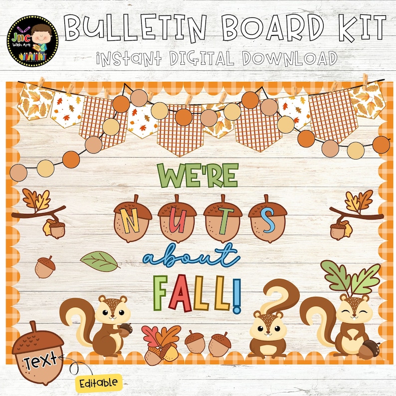 Fall Bulletin Board Kit We're Nuts About Fall Squirrel Door Decoration ...
