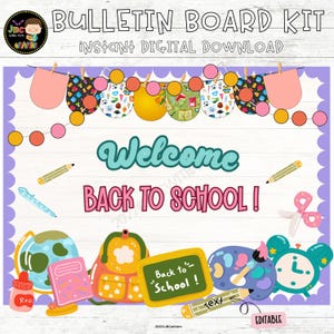 Back to School Bulletin Board Kit | Editable Welcome Classroom Decor ...