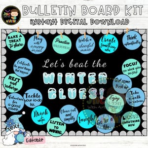 Winter Bulletin Board With Self Care | Mental Health | SEL | Editable ...
