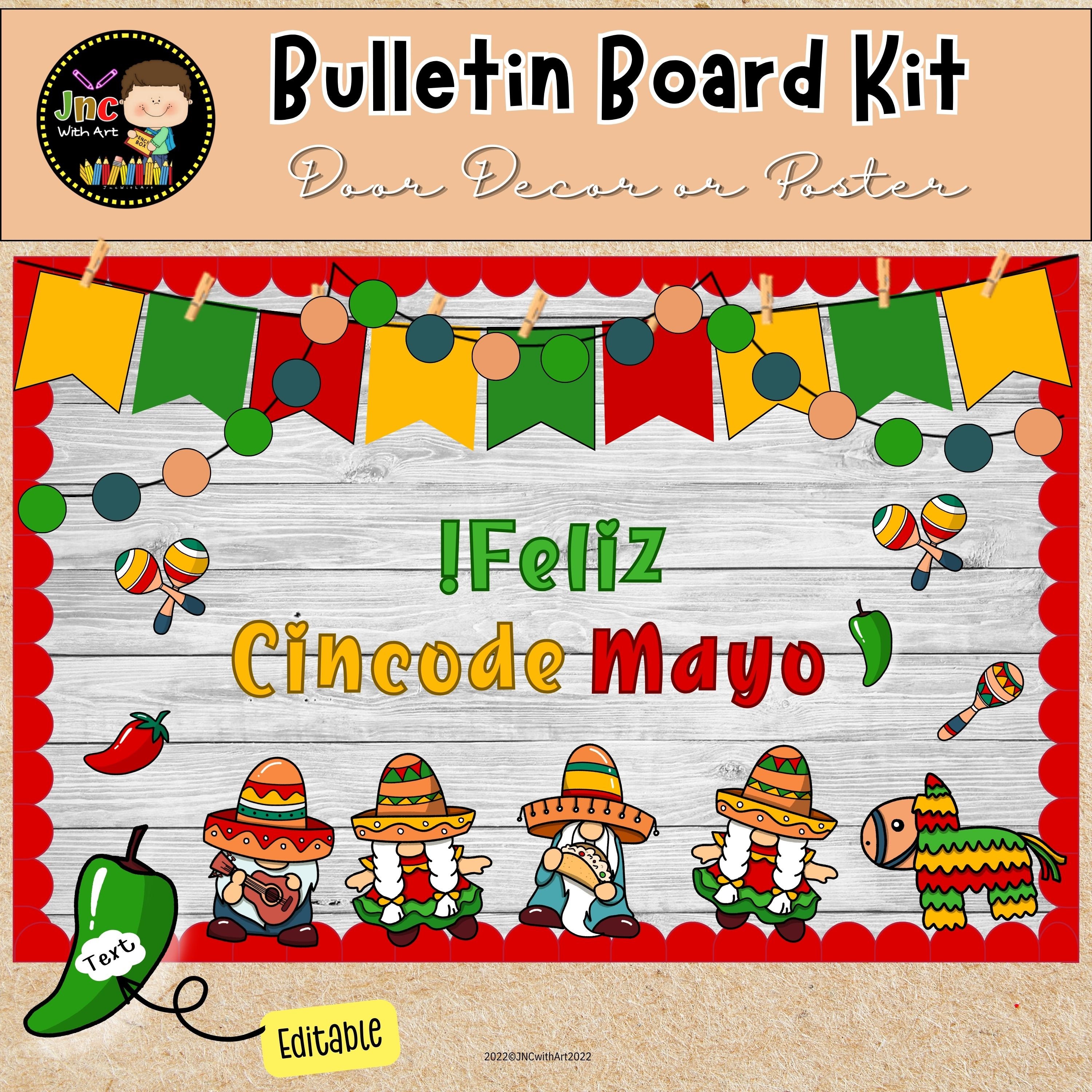 Fiesta Cinco De Mayo Bulletin Board Kit Spring Mexican Party Door Decor ...