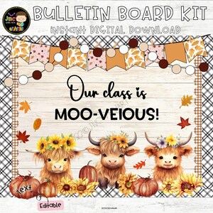 Highland Cow Fall Bulletin Board Kit Classroom Door Decor Autumn ...