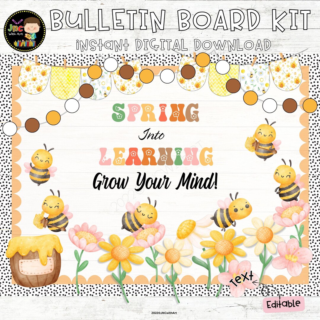 Spring Into Learning Bulletin Board Kit Classroom Door Decor Editable ...