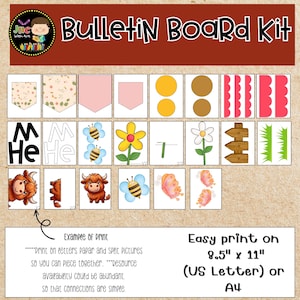 Highland Cow Spring Bulletin Board Kit Back to School Classroom Door ...