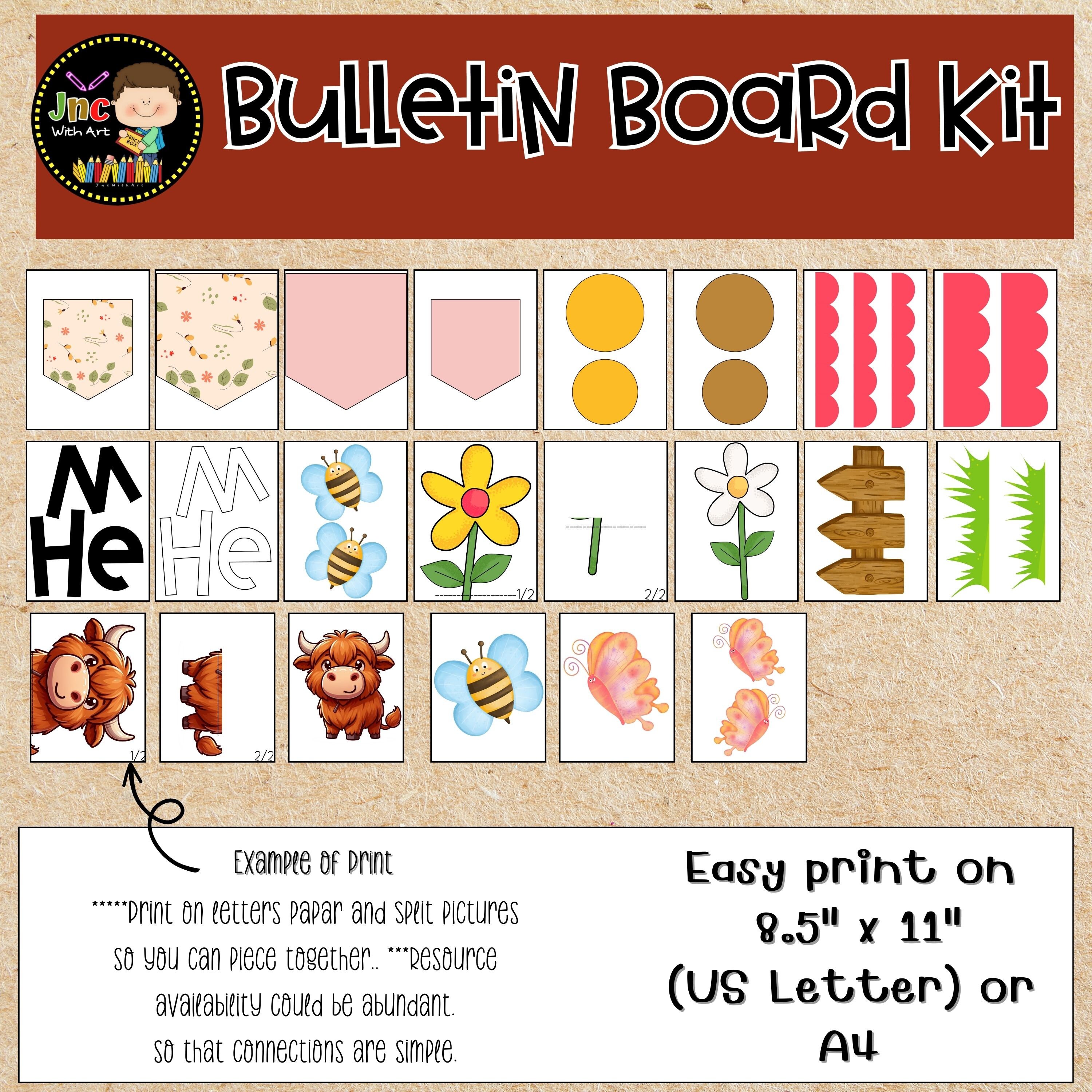Highland Cow Spring Bulletin Board Kit Back to School Classroom Door ...
