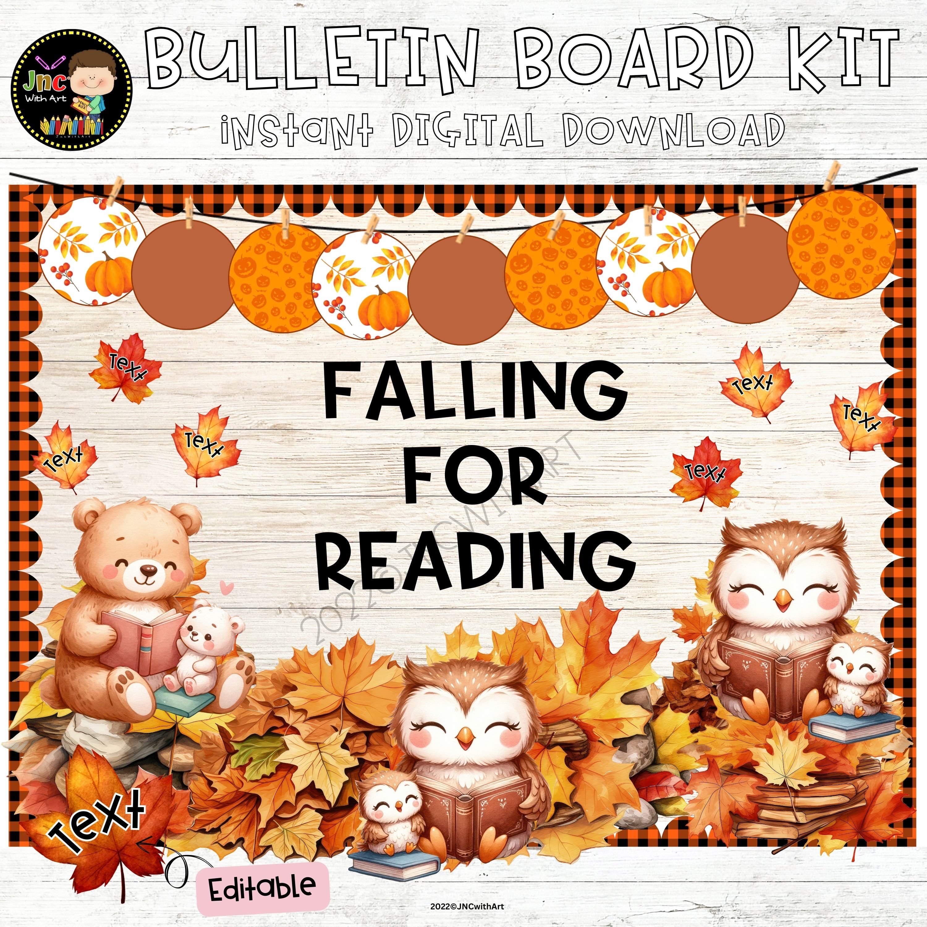 Reading Thanksgiving Bulletin Board Kit Fall Library Autumn Books ...