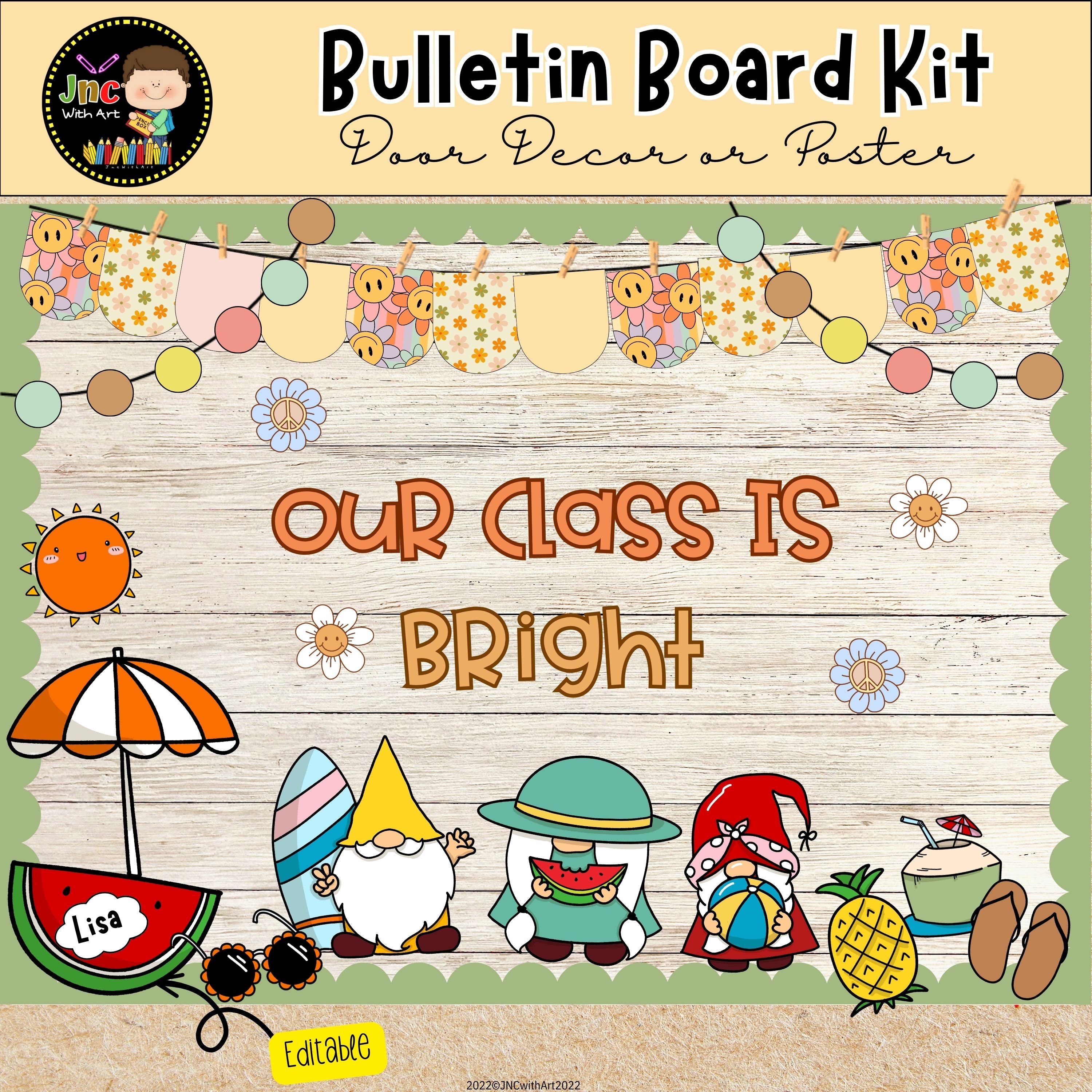 In Our Summer Era Summer Bulletin Board Kit Gnomes Classroom Decor ...