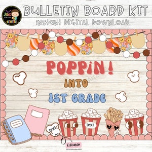 Back to School Popcorn Bulletin Board Kit Door Decor Editable - Etsy