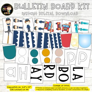 Happy Labor Day Bulletin Board Kit September Door Decoration Editable ...