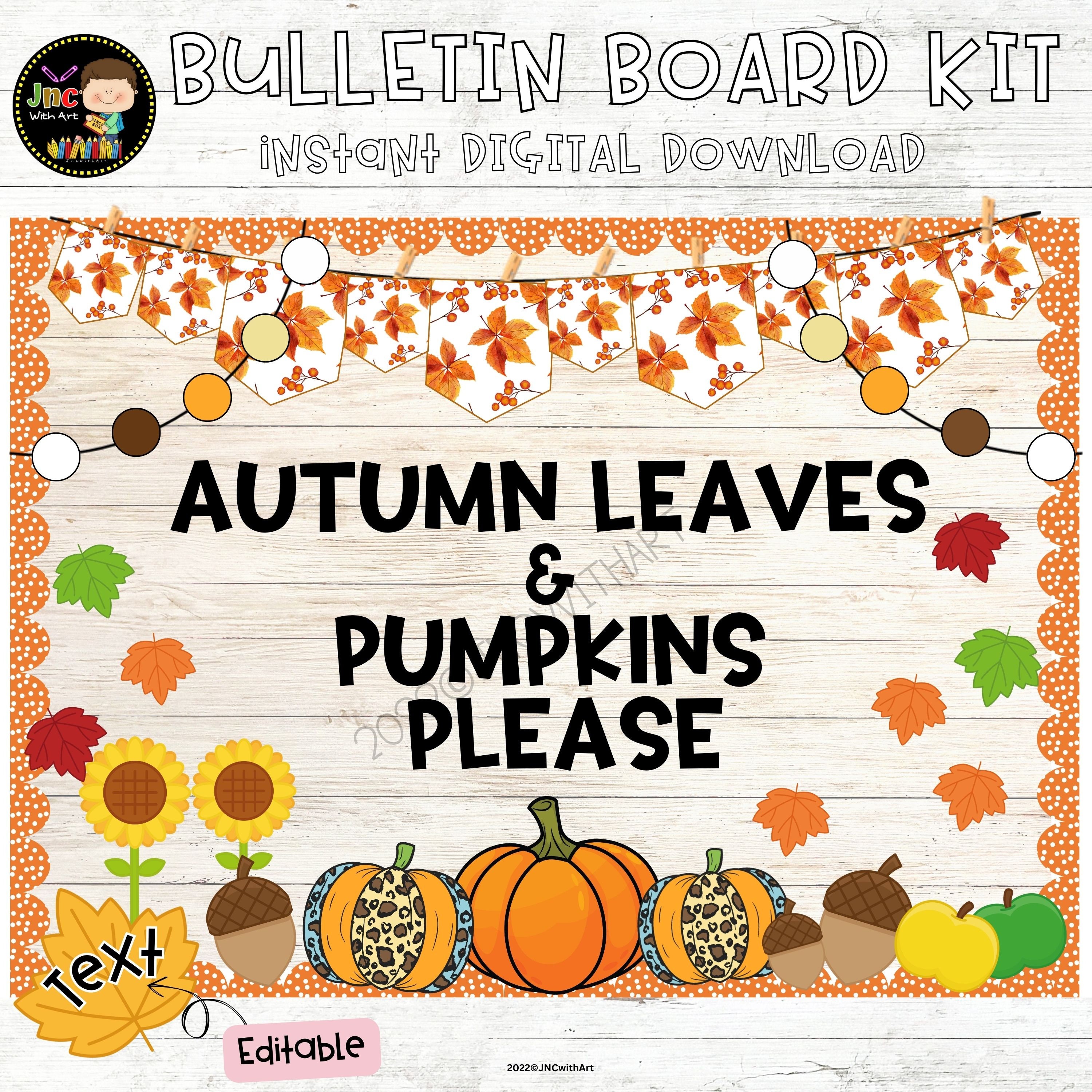 Fall Bulletin Board Kit Autumn Door Decor September Editable - Etsy