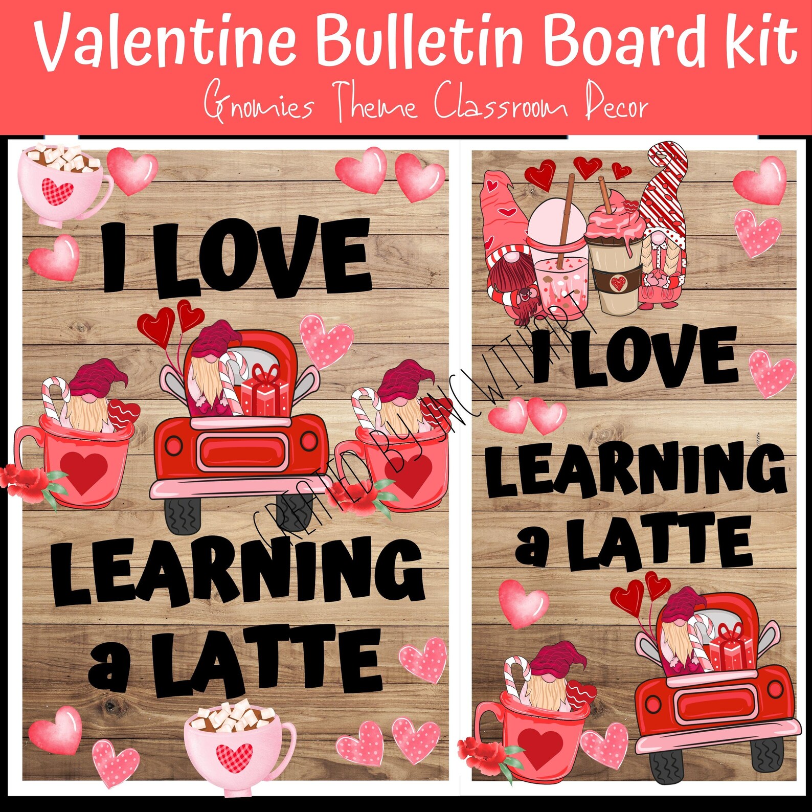 Learning a Latte Bulletin Board Kit Truck Valentine's Day Door Decor ...