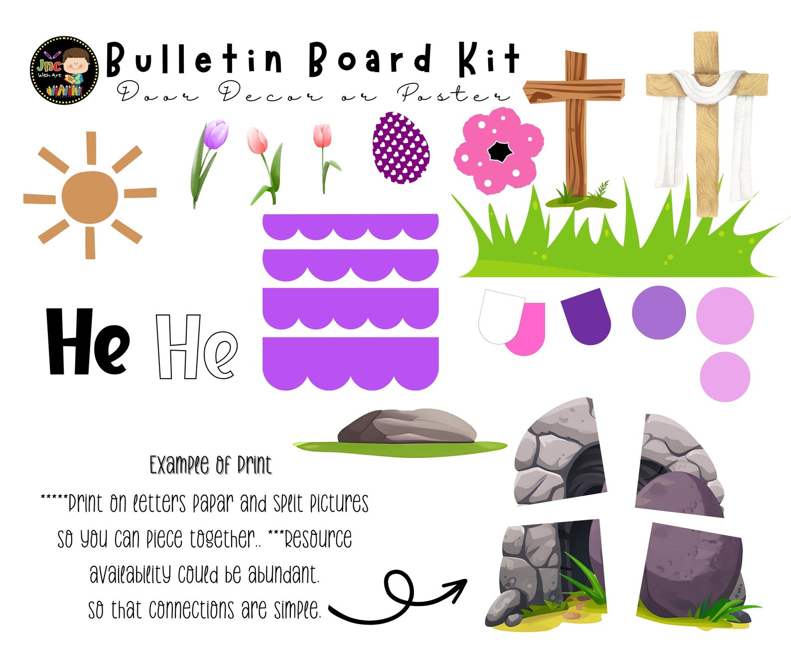 Resurrection Easter Bulletin Board Kit, He is Risen, Classroom Door ...
