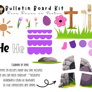 Resurrection Easter Bulletin Board Kit, He is Risen, Classroom Door ...
