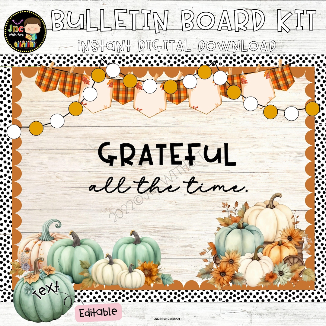 Thanksgiving Bulletin Board Kits Grateful Fall Door Decor Editable - Etsy