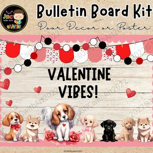 Valentines Bulletin Board Kit, February Door Decor, Cute Puppy Love ...