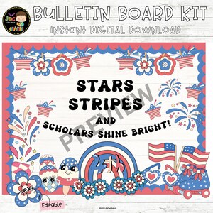 Stars and Stripes Bulletin Board Kit | Patriotic Classroom Decor | 4th ...