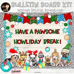 Christmas Dog Bulletin Board Kit December Classroom Door Decor Holiday ...
