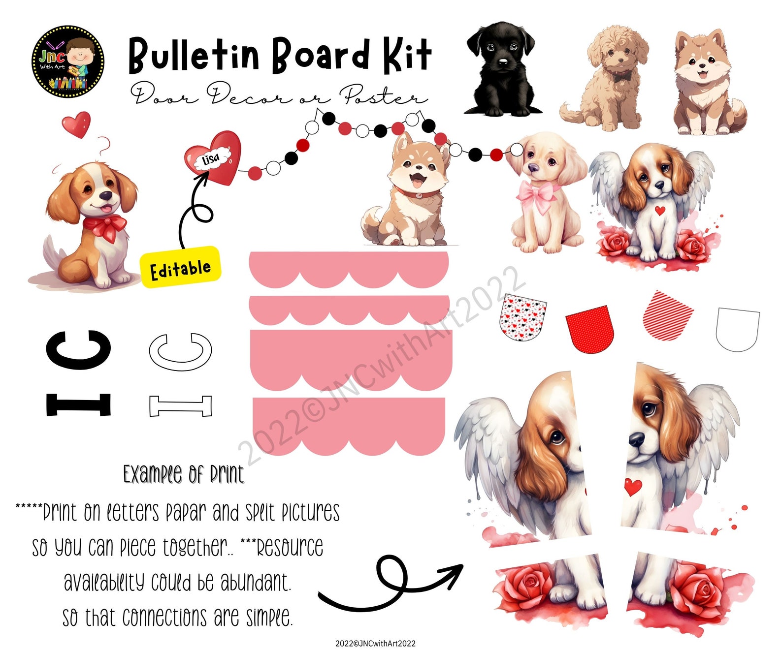 Valentines Bulletin Board Kit, February Door Decor, Cute Puppy Love ...