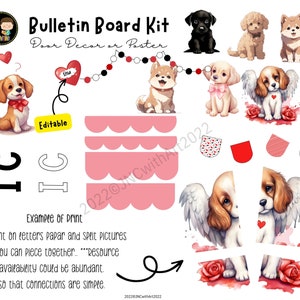 Valentines Bulletin Board Kit, February Door Decor, Cute Puppy Love ...