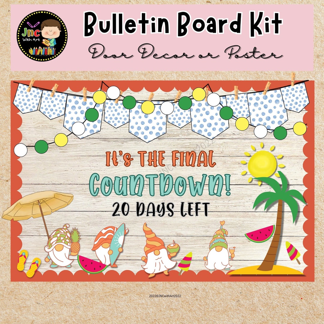 Summer Gnomes Bulletin Board Kit End of the Year June July Door Decor ...
