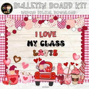 Learning a Latte Bulletin Board Kit Truck Valentine's Day Door Decor ...