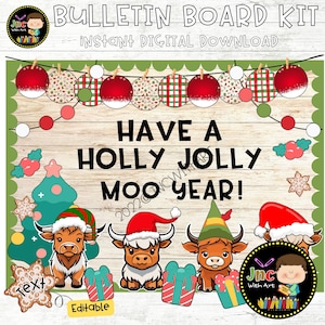 Christmas Highland Cow Bulletin Board Kit January Winter Door Decor ...