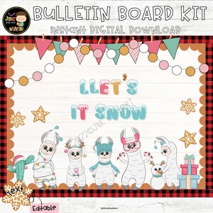 Christmas Llama Bulletin Board Kit: Holiday Decor (editable, Digital ...