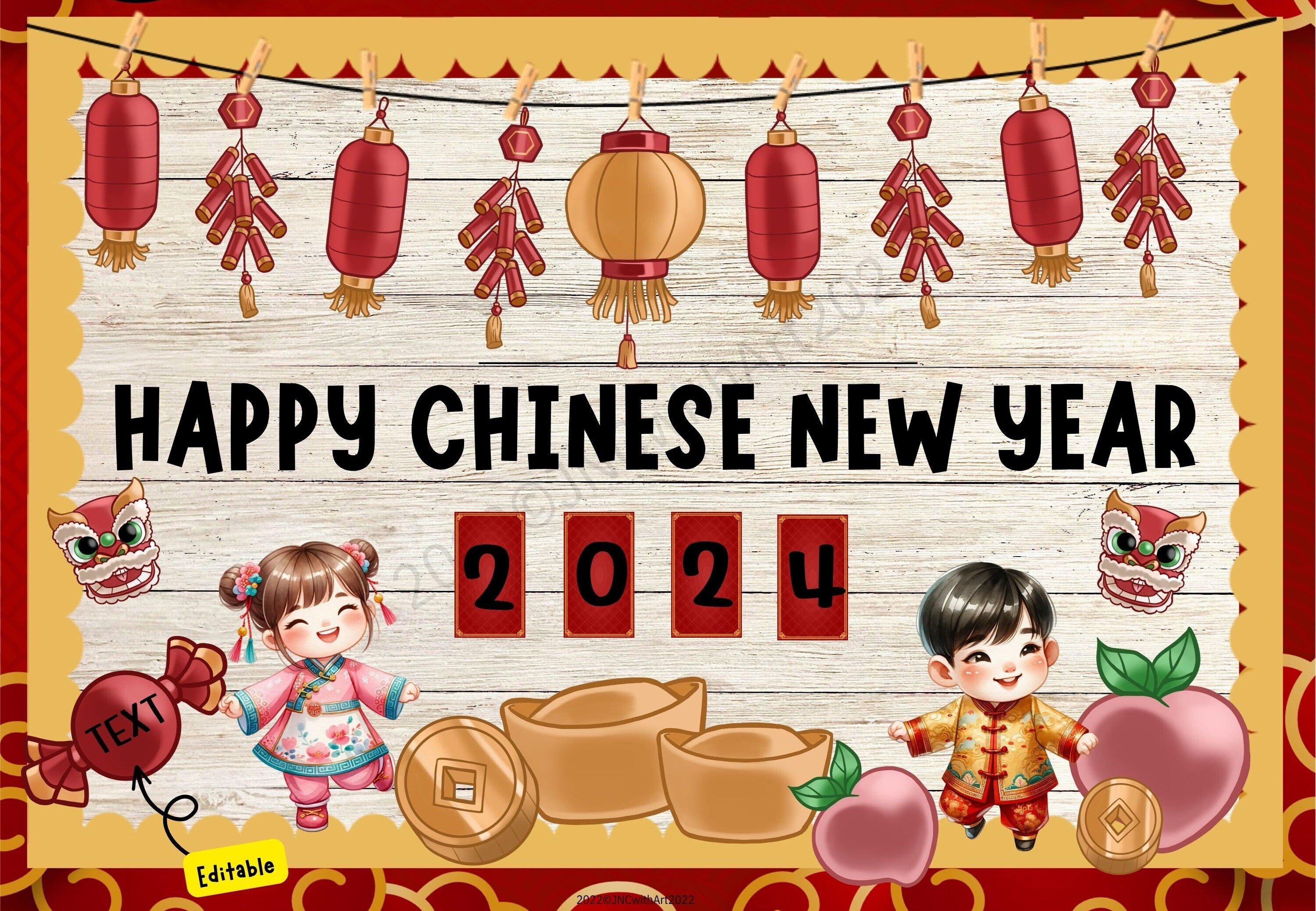 Chinese New Year Bulletin Board Kit Classroom Decor Printable Posters ...