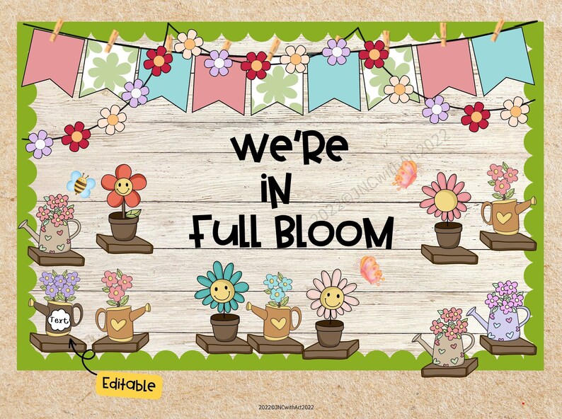 Spring Bulletin Board Kit April Classroom Door Decor Printable Never ...