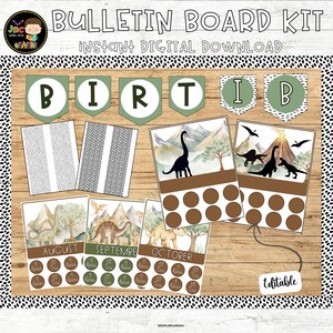 Birthday Bulletin Board Kit Birthday Chart Dinosaur Themed | Editable ...