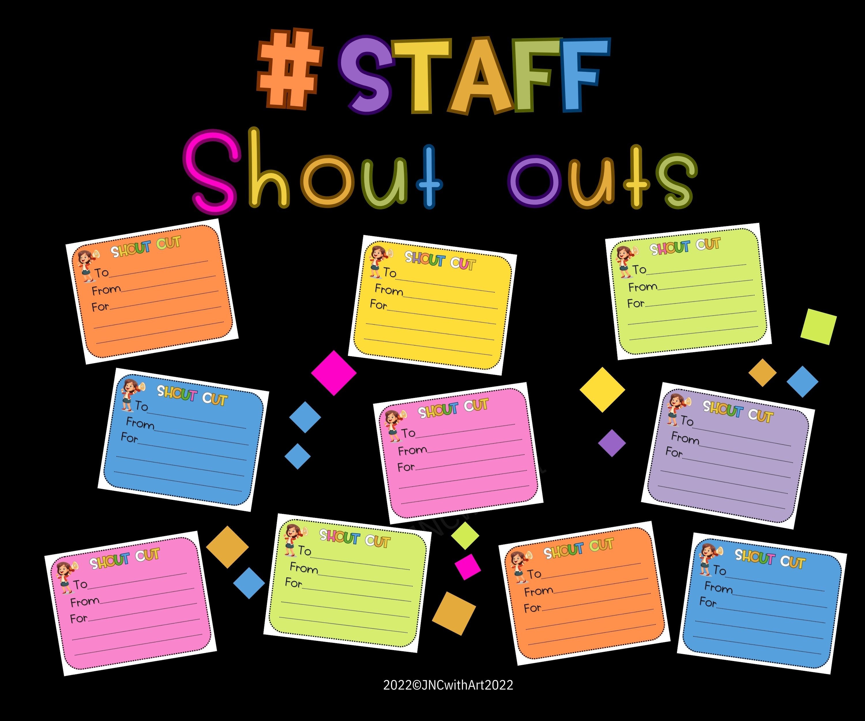 Shout Outs Bulletin Board Kit , Staff Appreciation Shout Out Cards ... Shout Outs Bulletin Board Kit , Staff Appreciation Shout Out Cards ...