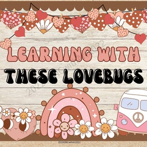 Groovy Valentines Day Bulletin Board Kit, Door Decor, Retro February ...