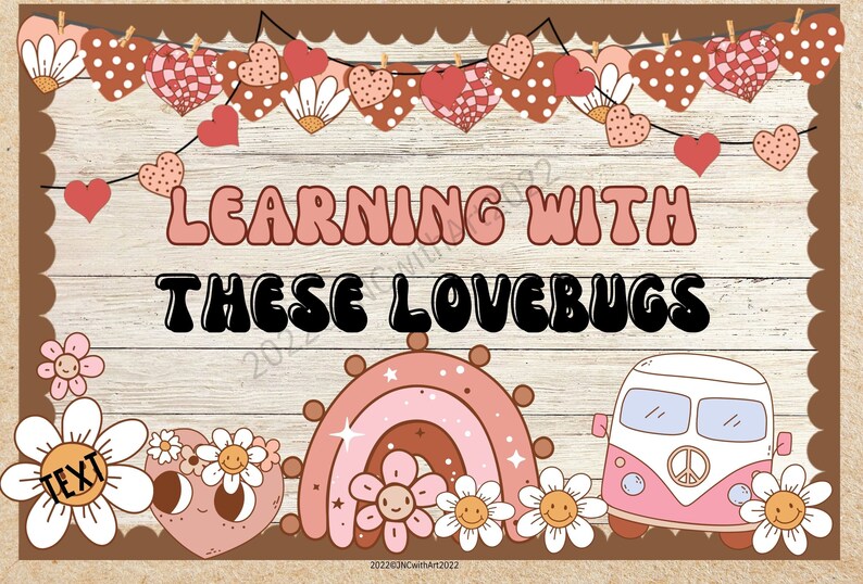 Groovy Valentines Day Bulletin Board Kit, Door Decor, Retro February ...