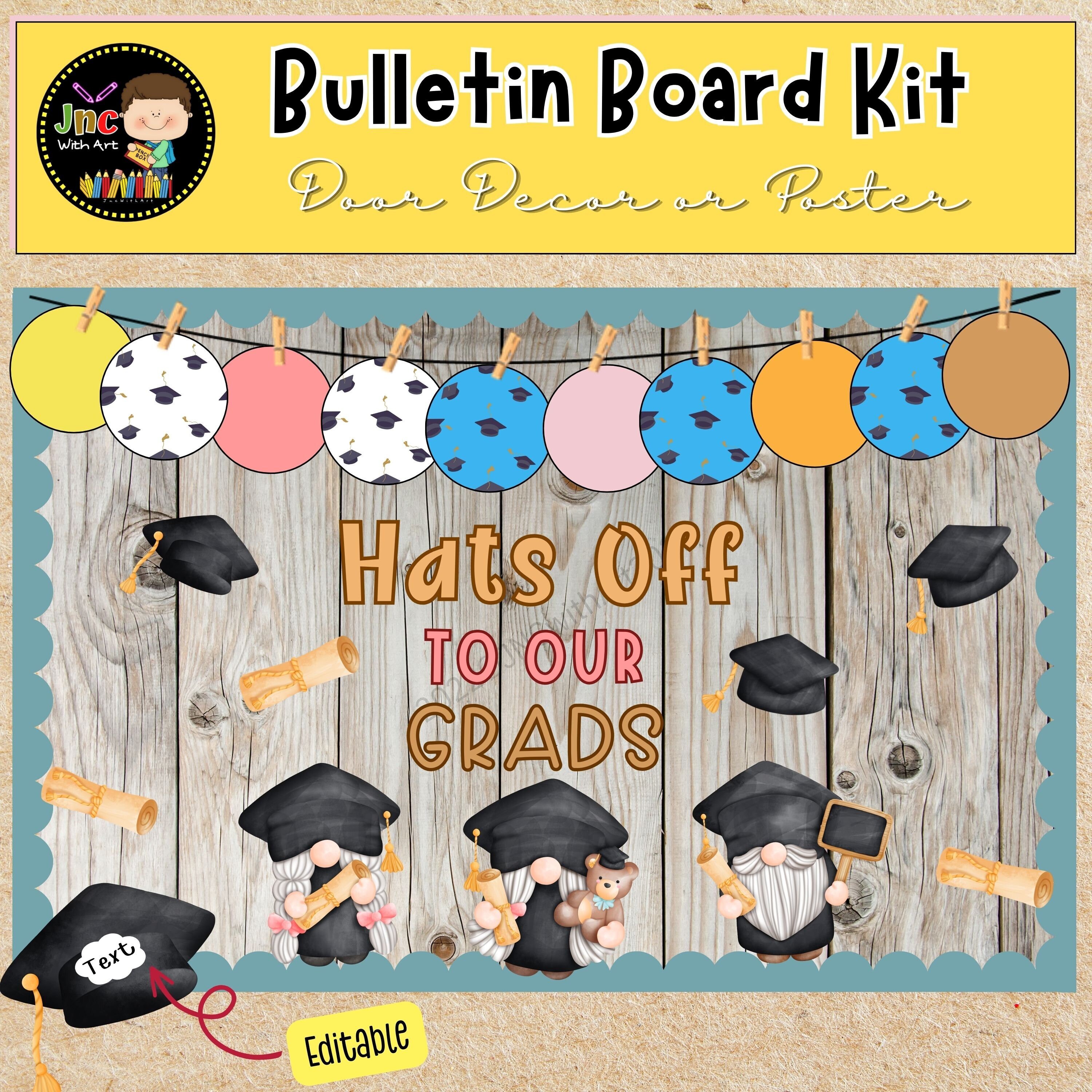 Graduating Gnomes Bulletin Board Kit End of Year Graduation May and ...