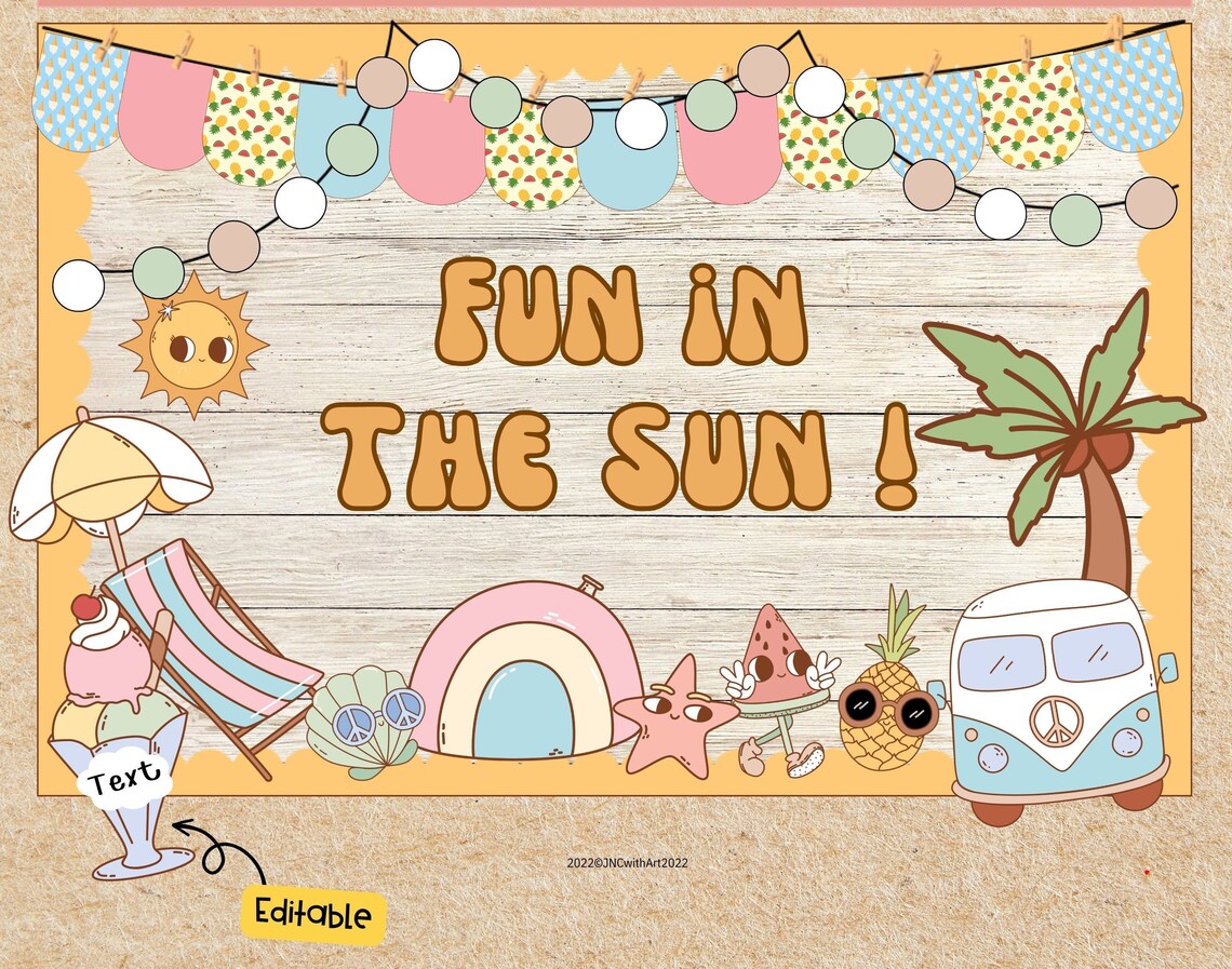 Groovy Retro Into Summer Bulletin Board Kit Classroom Decor Editable - Etsy