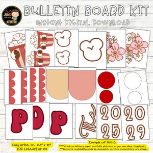 New Year Bulletin Board Kit, Popcorn Door Decoration, January, Editable ...