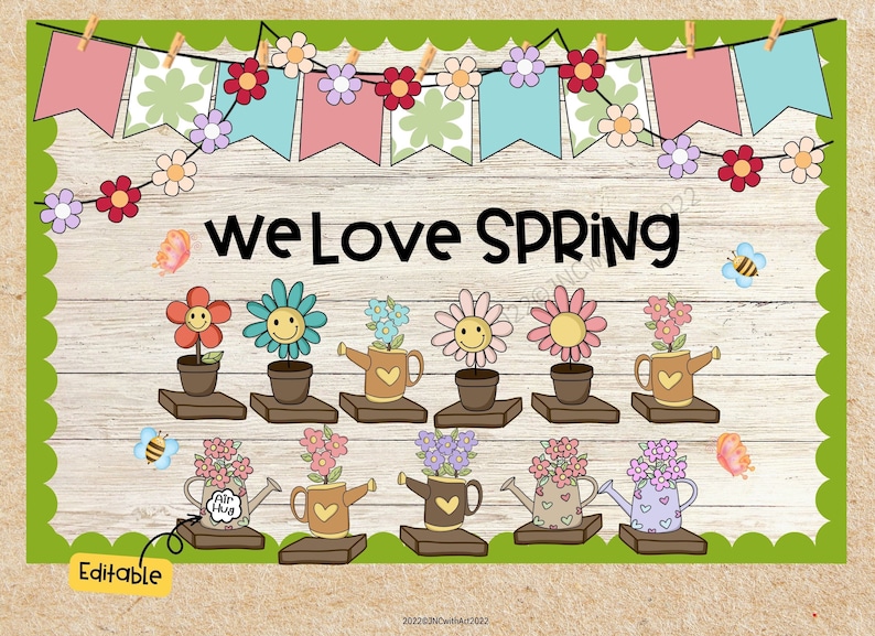 Spring Bulletin Board Kit April Classroom Door Decor Printable Never ...