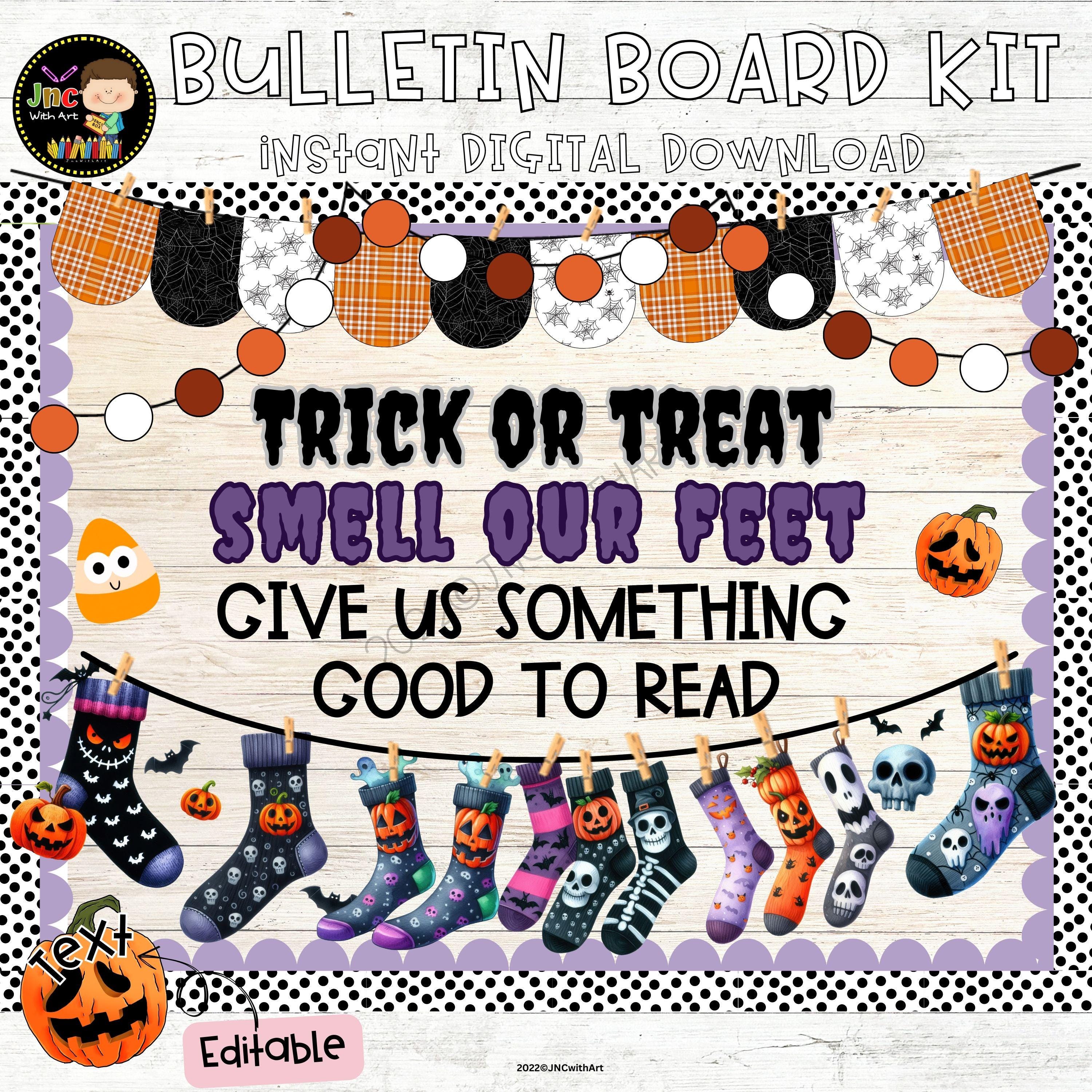 Halloween Bulletin Board Kit Trick or Treat Smell Our Feet Door Decor ...