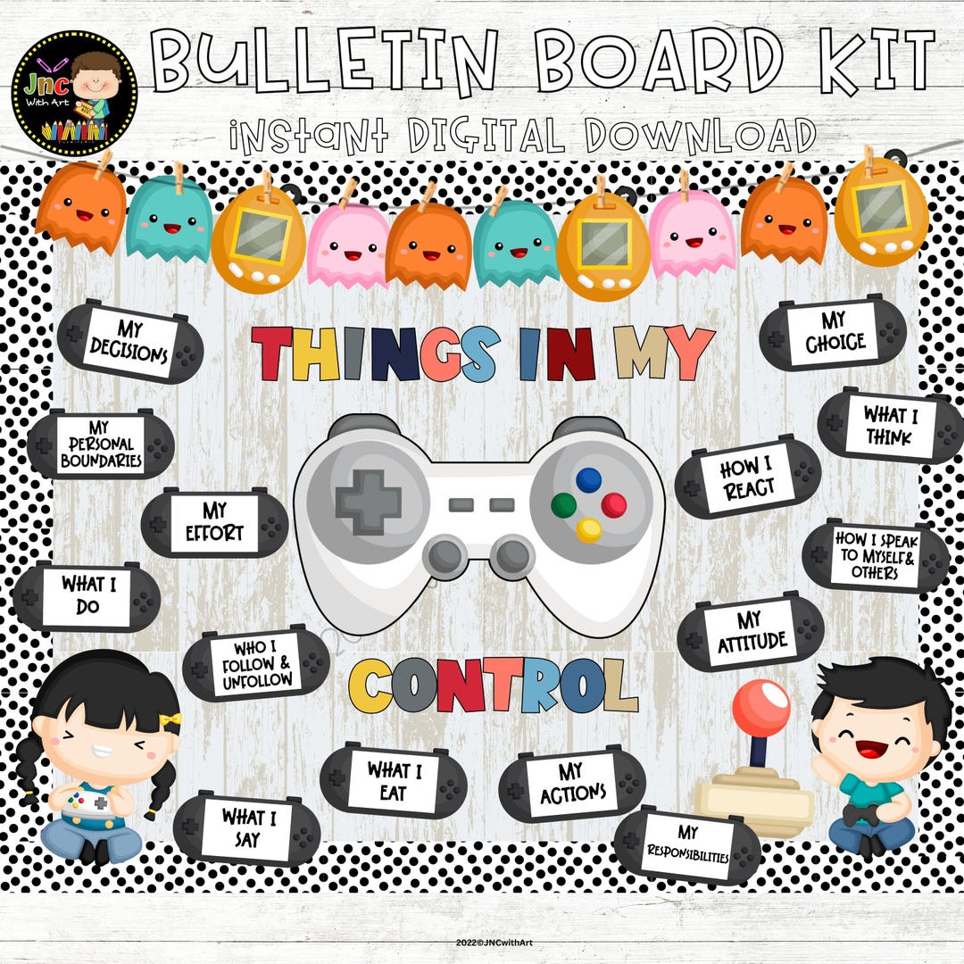 Video Game Theme Bulletin Board Kit: Growth Mindset SEL Decor (digital ...