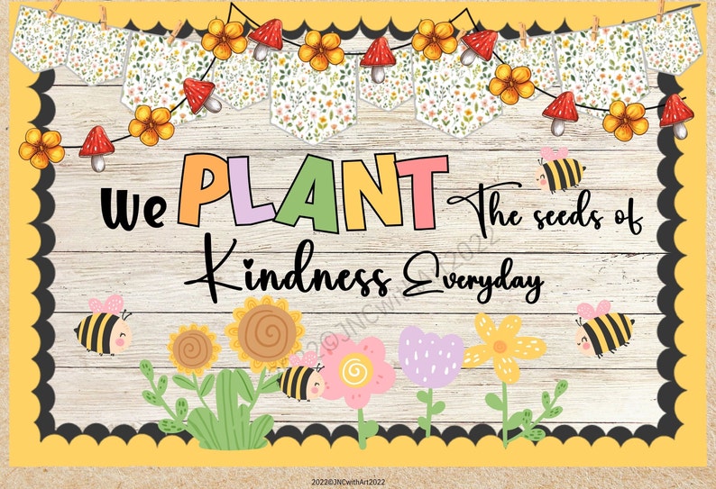 Spring Bulletin Board Kit, Classroom Door Decor, Kindness Theme ...