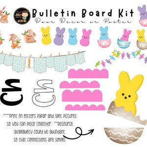 Easter Bunny Bulletin Board Kit,spring Door Decor,april Classroom Decor ...